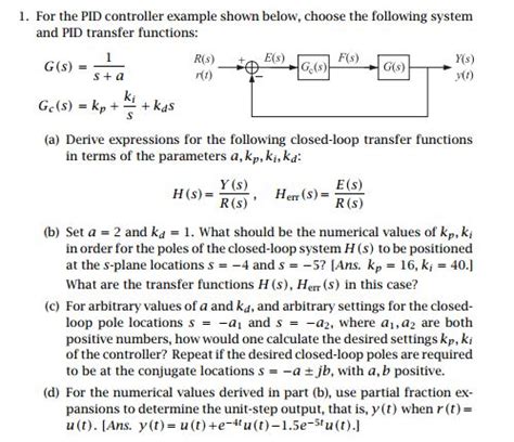 Solved For The PID Controller Example Show Below Choose The Chegg