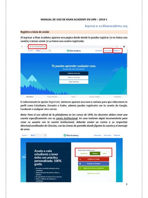 Manual De Uso De Khan Academy En Upn Pdf Informática Software
