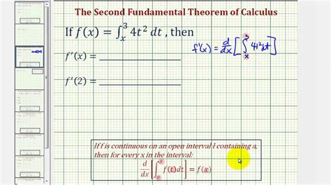 Ex 2 The Second Fundamental Theorem Of Calculus Reverse Order Youtube