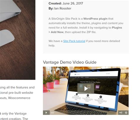 sitepack tutorial siteorigin
