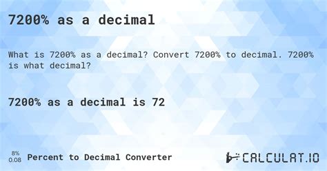 7200% as a decimal - Calculatio