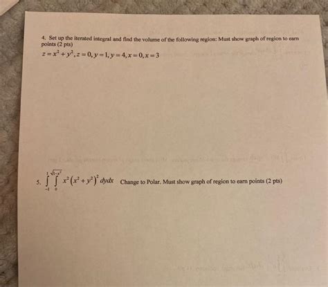solved 4 set up the iterated integral and find the volume