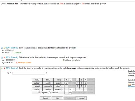 Solved 5 Problem 15 You Throw A Ball Up With An Initial