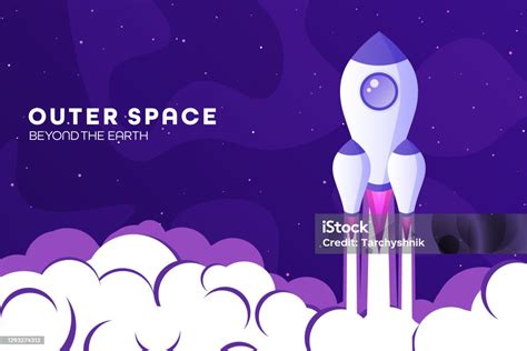 로켓과 공간 미래 현대 다채로운 배경 우주선 밤 하늘에서 우주선 태양계 은하계 우주 탐사 벡터 일러스트레이션 은하에 대한 스톡 벡터 아트 및 기타 이미지 Istock