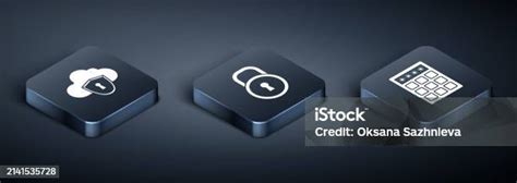 아이소메트릭 클라우드 및 쉴드 암호 보호 및 안전 액세스 잠금 아이콘을 설정합니다 벡터 3차원 형태에 대한 스톡 벡터 아트 및 기타 이미지 Istock