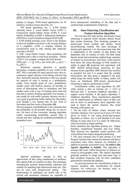 Analysis On Different Data Mining Techniques And Algorithms Used In Iot Pdf