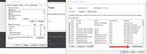 Is There A Way To Restore Domain Security By Default Windows Spiceworks Community