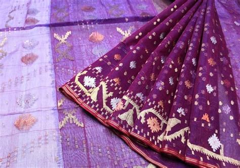 Purple Jamdani Jamdani Fabric Designs For Sarees Lavender Dhakai
