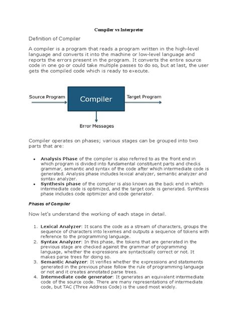 the key stages of compilation a comparison of the compiler and