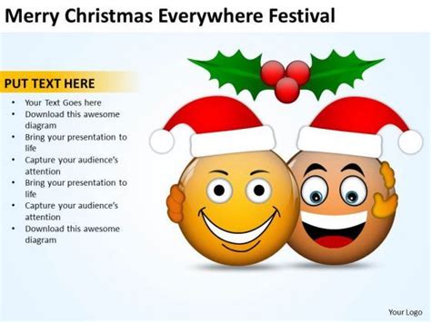 Merry Christmas Everywhere Festival Creating Flowchart Powerpoint Slides