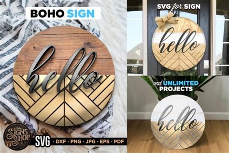 Hello Svg Boho Geometric Sign Graphic By The Vintage Signs Shop