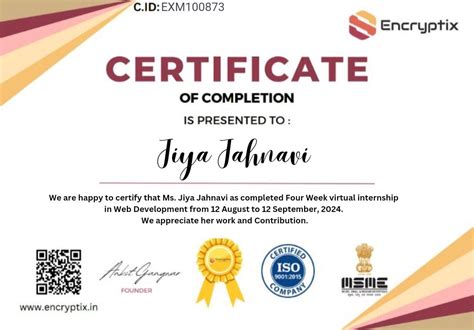 Jiya Jahnavi On Linkedin Webdevelopment Intership Encryptix