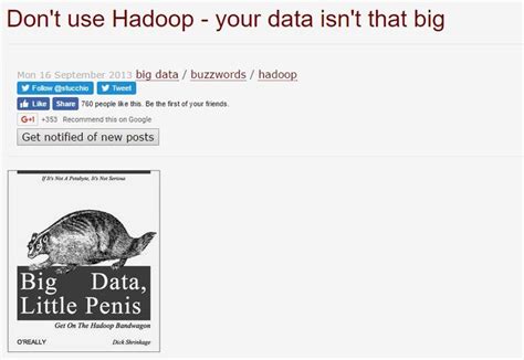 Dont Use Hadoop Your Data Isnt That Big Chris Stucchio
