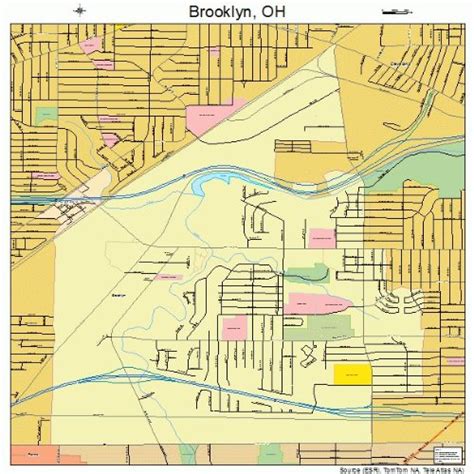 Large Street And Road Map Of Brooklyn Ohio Oh Printed Poster Size Wall