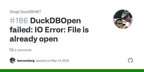 Duckdbopen Failed Io Error File Is Already Open · Issue 186 · Giorgiduckdbnet · Github
