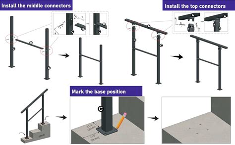 Xesi 5 To 6 Step Handrails For Outdoor Steps With Installation Kit