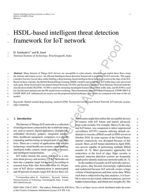 Pdf Hsdl Based Intelligent Threat Detection Framework For Iot Network