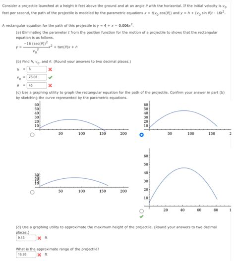 solved consider a projectile launched at a height h feet above the ground and at an angle θ