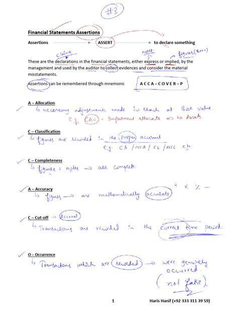 3 Financial Statements Assertion Pdf