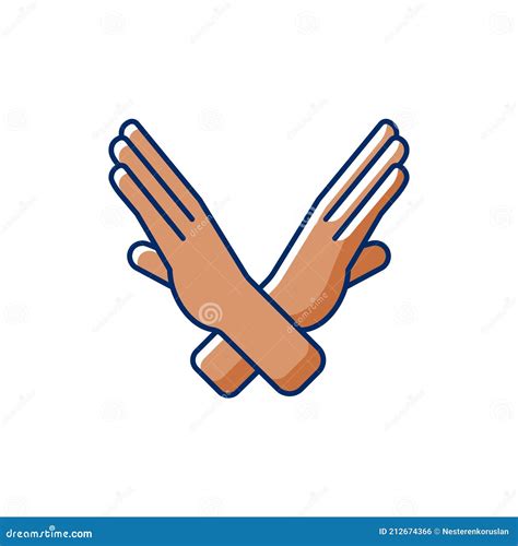 Crossed Arms Stop Gesture Rgb Color Icon Stock Vector Illustration Of