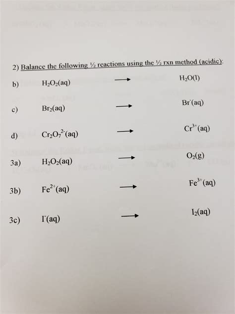 Solved Balance The Redox Equation Using The Rxn Method