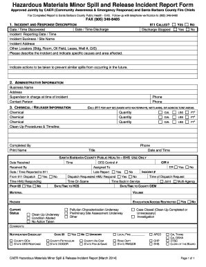 Spill Incident Report Form Fill And Sign Printable Template Online