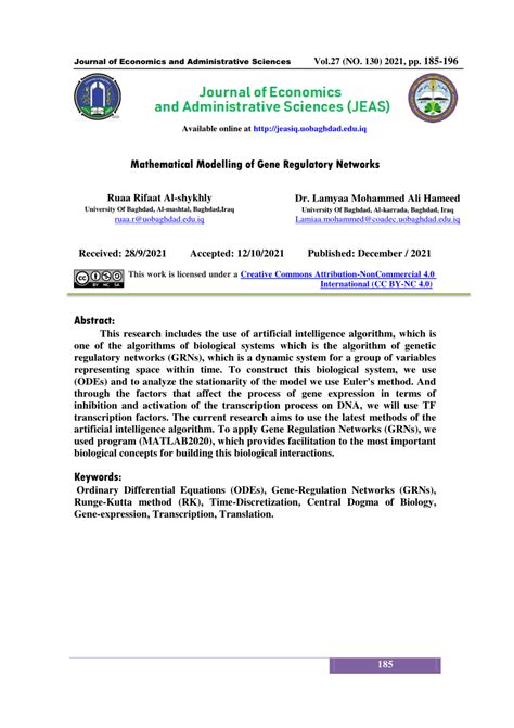 Pdf Mathematical Modelling Of Gene Regulatory Networks