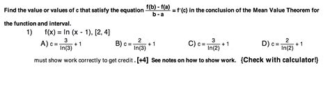 Solved A F B F A Find The Value Or Values Of C That Chegg Com