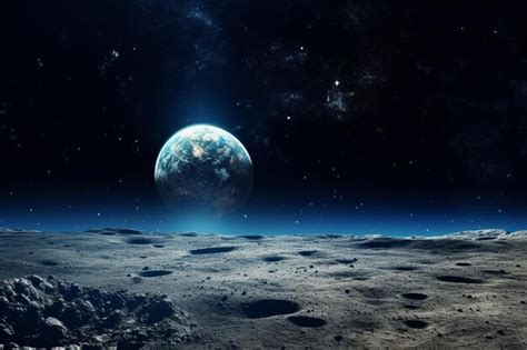 Premium Photo A Planet Is Seen From The Moons Surface