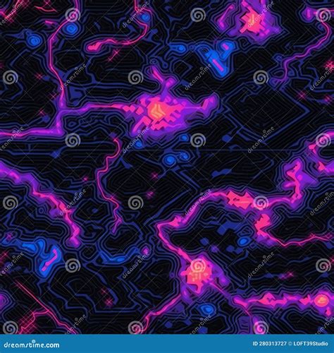 Generative Ai Topographic Map Seamless Pattern Royalty Free Stock