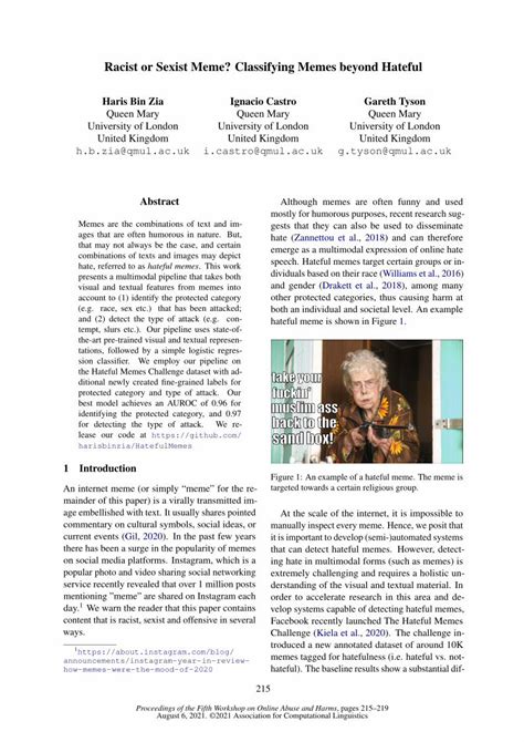 Pdf Racist Or Sexist Meme Classifying Memes Beyond Hateful Dokumen Tips