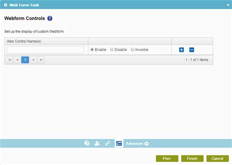 Configure How Web Form Controls Show For An Activity