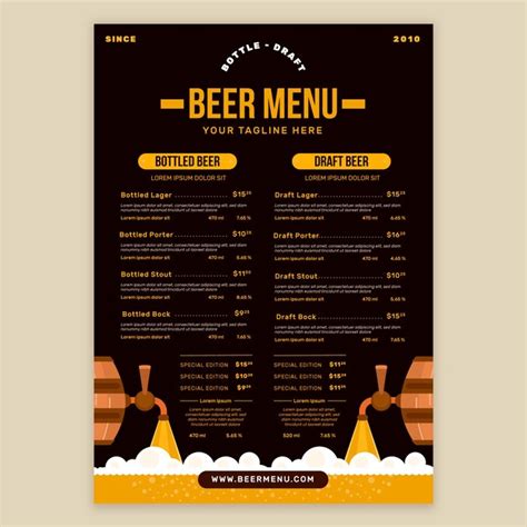 Free Vector Flat Design Beer Menu Template