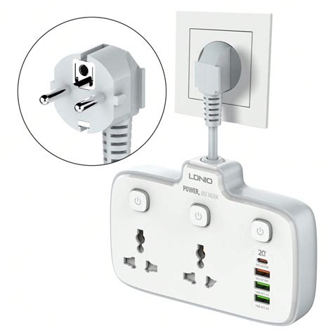 Hitrends 6 In 1 Multi Socket With Switch Power Strip With 3 Usb A And