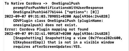 Ionic Capacitor Onesignal ERROR Plugin Not Installed Issue Ionic Team