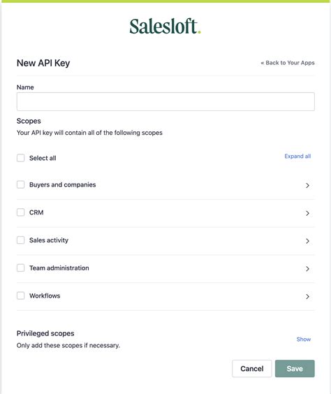 API Key Authentication Salesloft API
