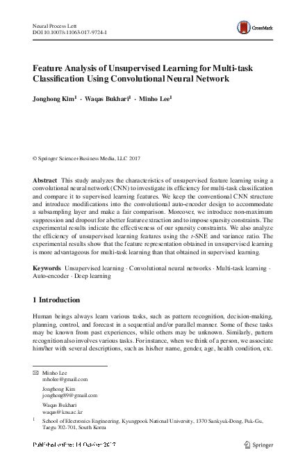 Pdf Feature Analysis Of Unsupervised Learning For Multi Task