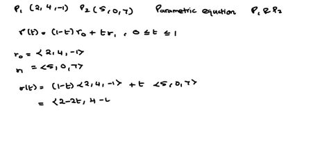 solved find parametric equations for the line segment joining the