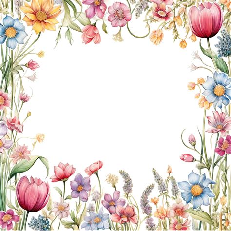 Premium Ai Image Cute Country Garden Border Floral Frame Watercolor