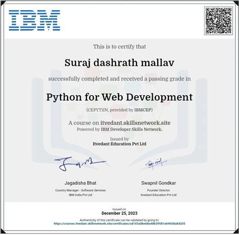 Suraj Mallav On Linkedin Python Webdevelopment Django Flask Achievement Certificate
