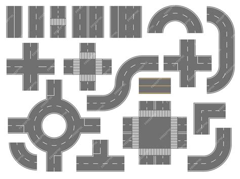 Premium Vector Road Toolkit Elements Highways Parts With Different Markings Urban Transport