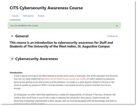 cybersecurity awareness course campus i t services