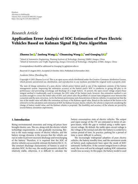 Pdf Application Error Analysis Of Soc Estimation Of Pure Electric