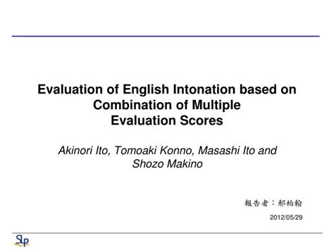 Ppt Evaluation Of English Intonation Based On Combination Of Multiple