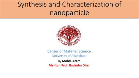 Synthesis And Characterization Of Nanoparticle Pdf