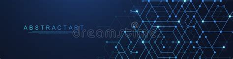 Technology Abstract Lines And Dots Connect Background With Hexagons Hexagons Connection Digital