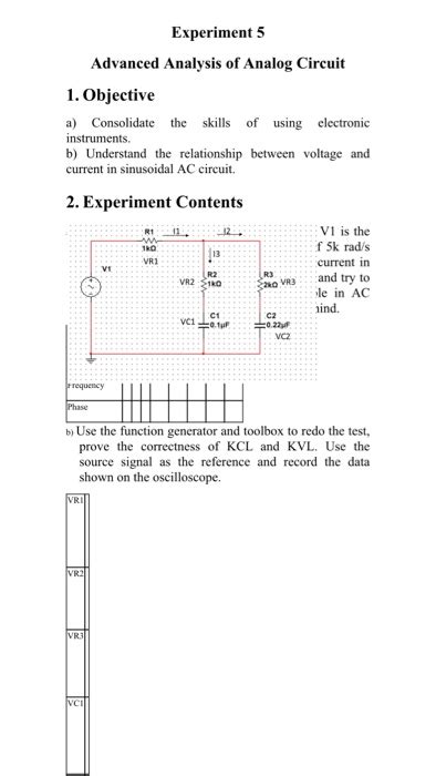 Solved Experiment Advanced Analysis Of Analog Circuit Chegg