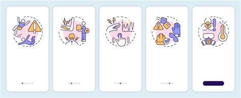 Workplace Injury Causes Onboarding Mobile App Screen Walkthrough Steps Editable Graphic