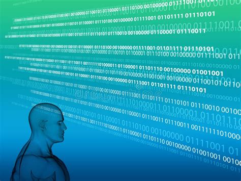 3d Rendering Of Human Head With Binary Code Stock Illustration