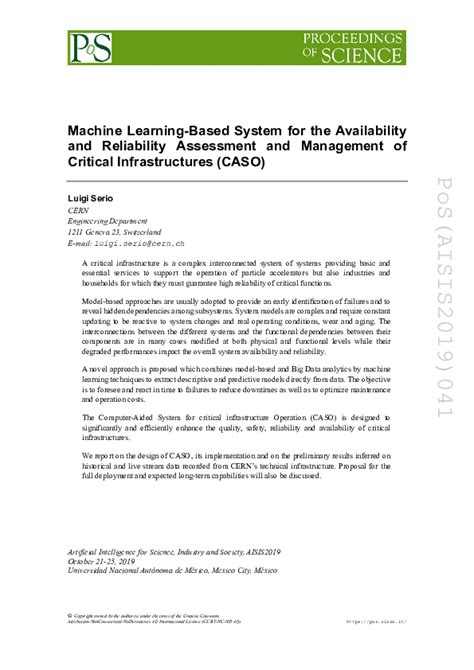 Pdf Machine Learning Based System For The Availability And Reliability Assessment And